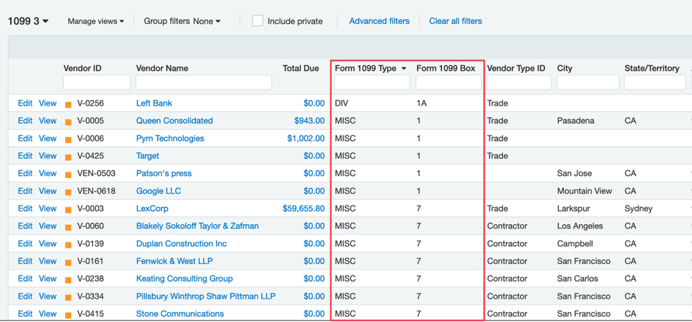 Sage Intacct 1099 Form and Box Updates for January 2021